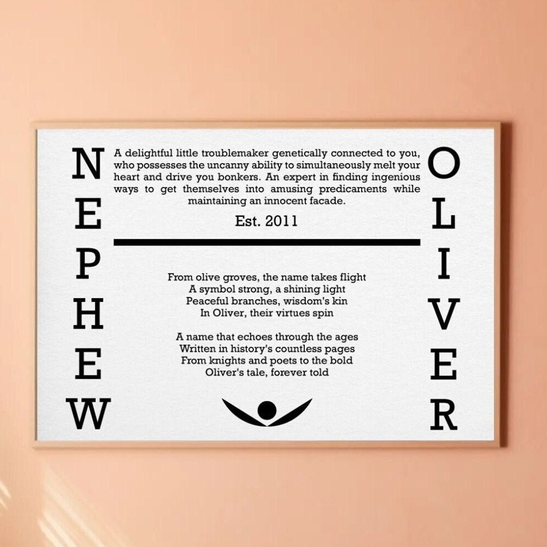 Custom Funny Nephew Definition Print Personalised Poem Gift From Uncle ...