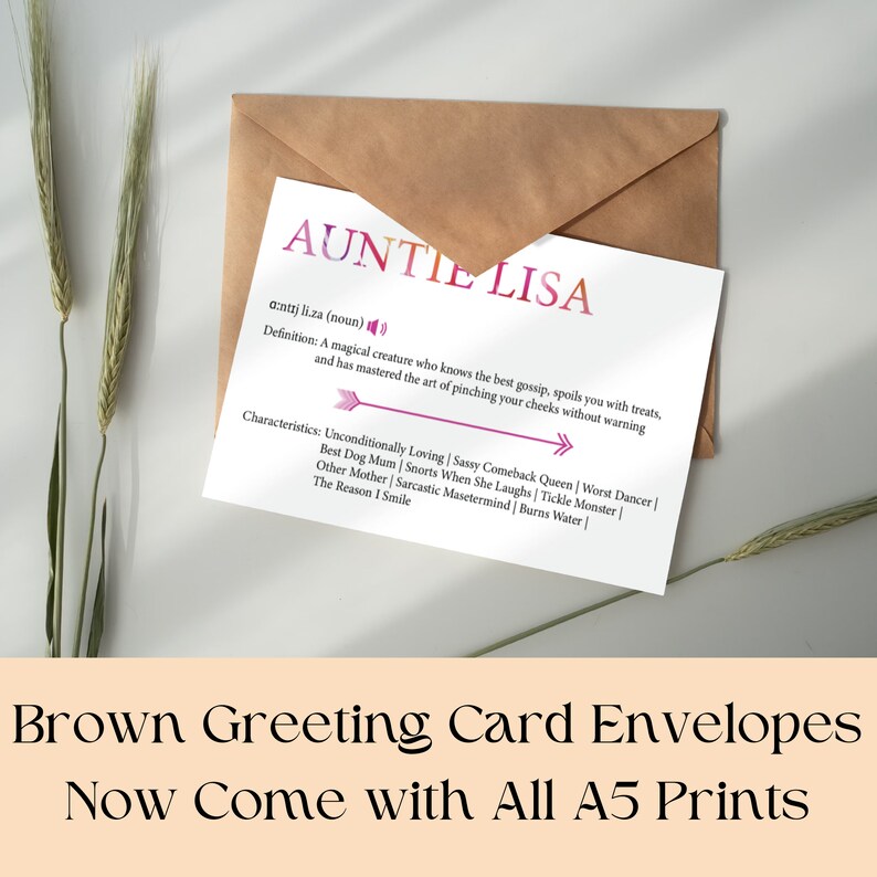 Custom Aunt Name Print Aunty Gift Auntie Definition Quote Card Print ...