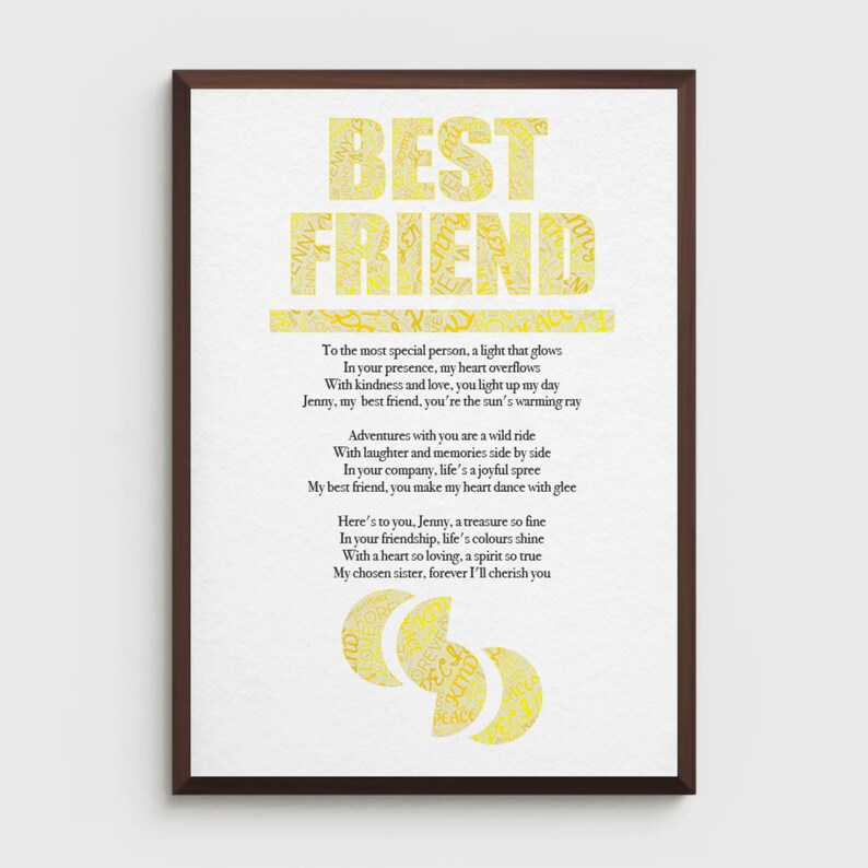 Personalised Best Friend Poem Print Custom Framed Gift Meaningful Best ...
