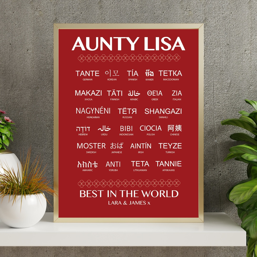 Aunt in Different Languages Personalised Aunt Print Best Aunt - Etsy Canada