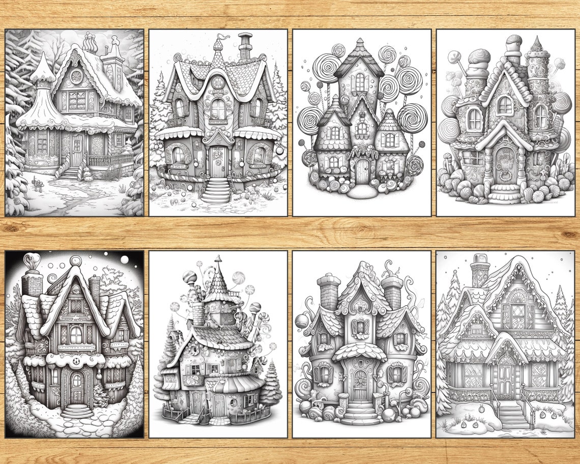 30 Christmas Gingerbread House Coloring Pages, Printable Gingerbread ...