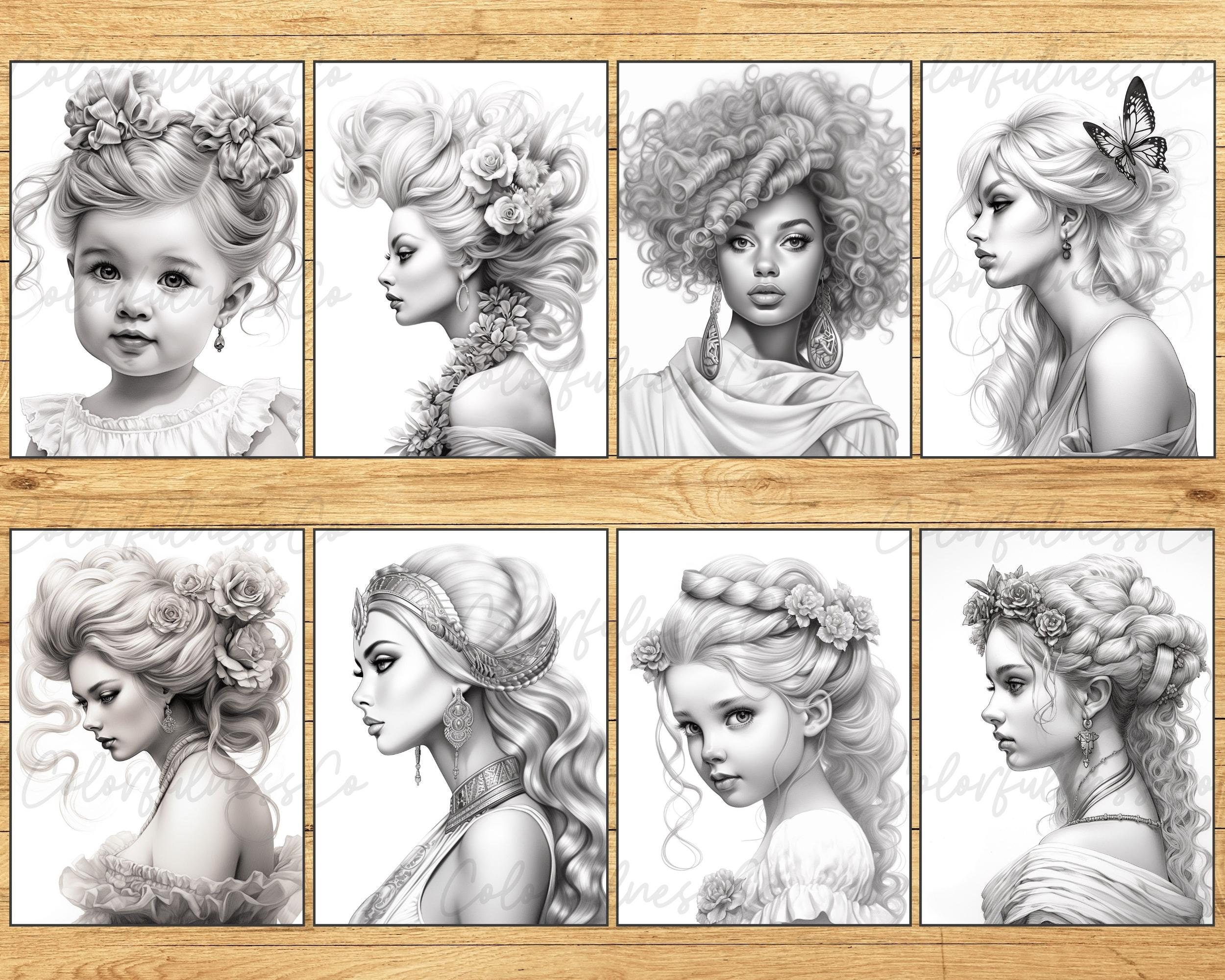 Hairstyle Coloring Pages Hair Portraits Coloring Book - Etsy