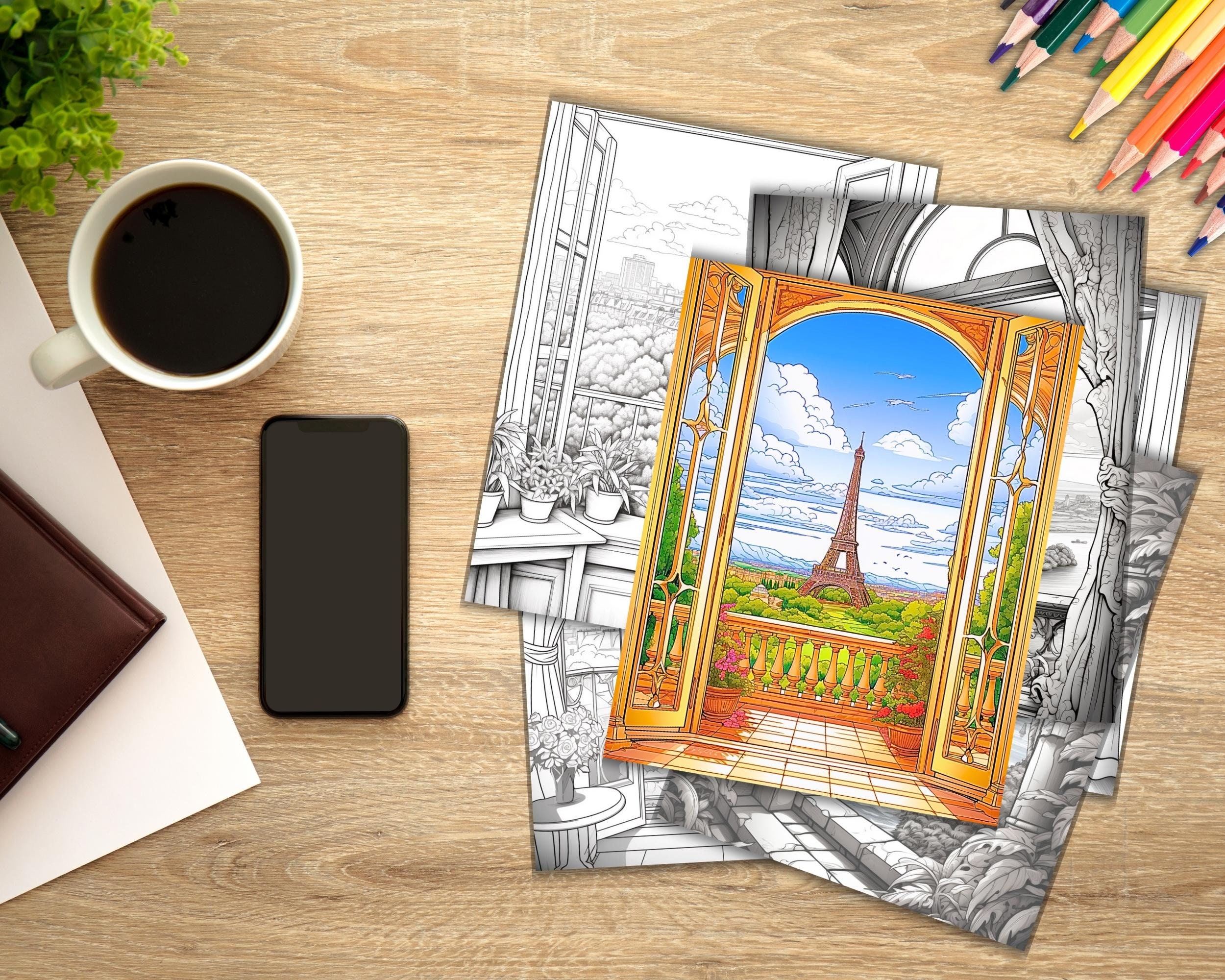 40 Window Views Coloring Pages, Mountain Coloring Pages, Windows ...