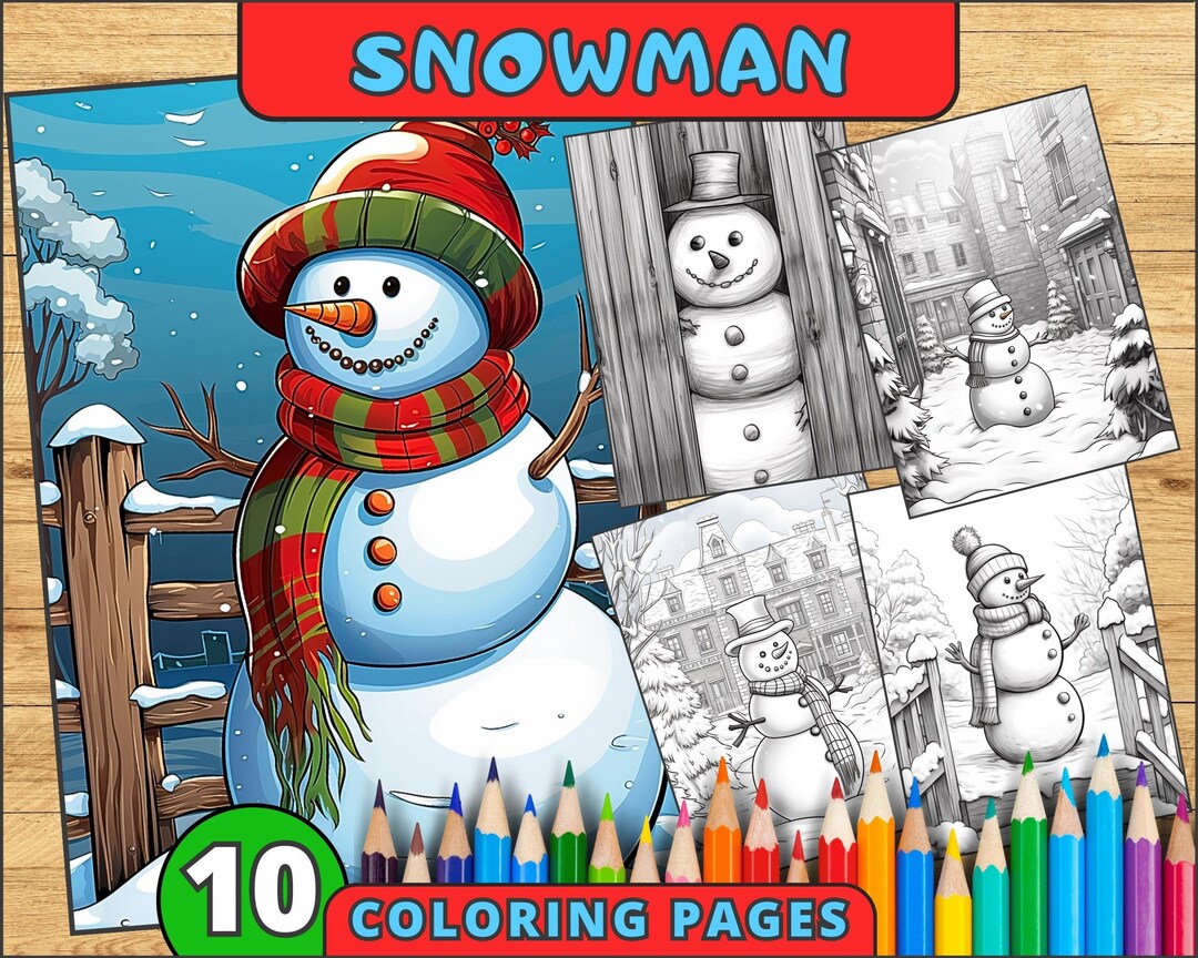 10 Snowman Coloring Pages Xmas Coloring Pages Snowman - Etsy