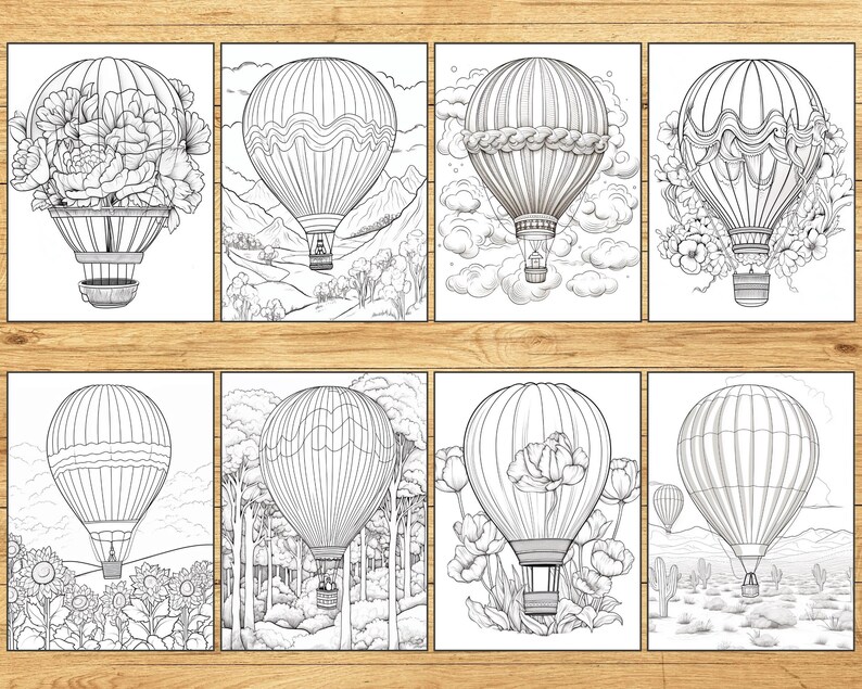 40 Hot Air Balloon Coloring Pages, Hot Air Balloon Coloring Book, Hot ...