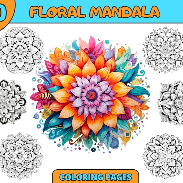 Floral Coloring Page - Etsy