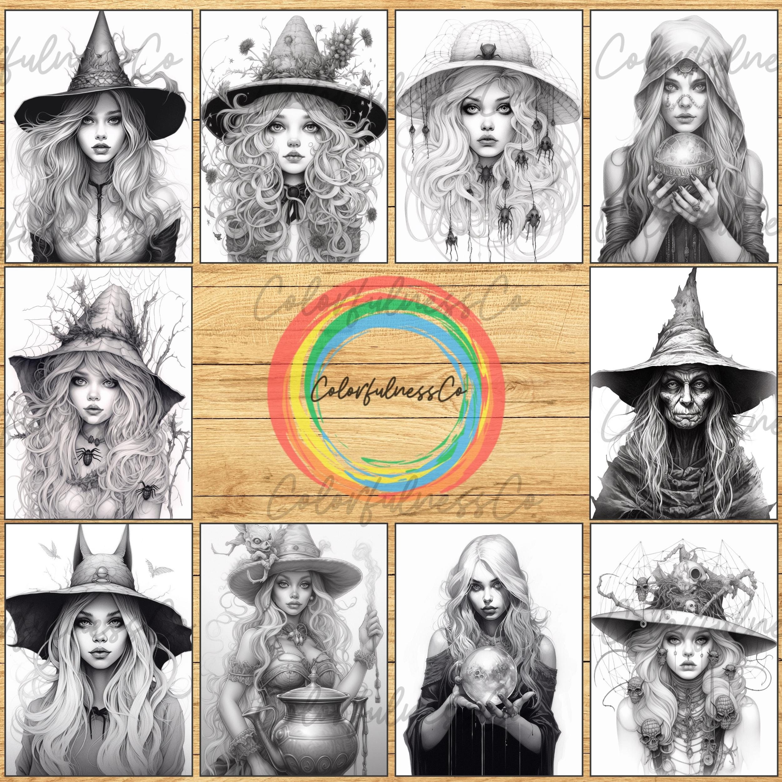 30 Magical Witches Coloring Pages Magical Girls Halloween - Etsy