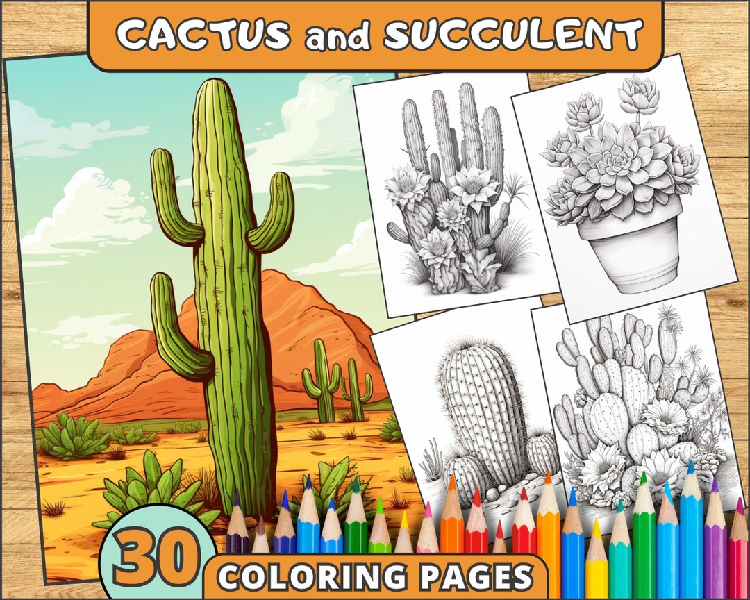 30 Cactus Coloring Pages Nature Coloring Pages Flower - Etsy