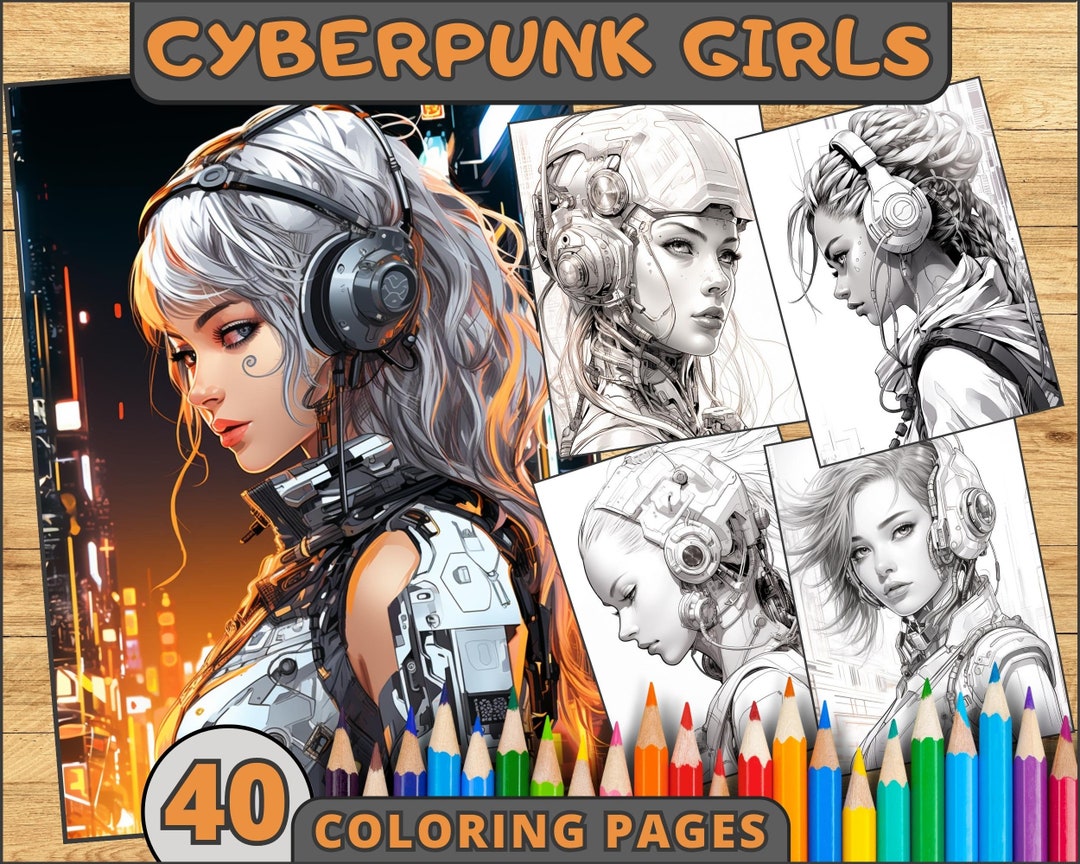 Cyberpunk Portraits Coloring Pages Women Portraits Coloring - Etsy
