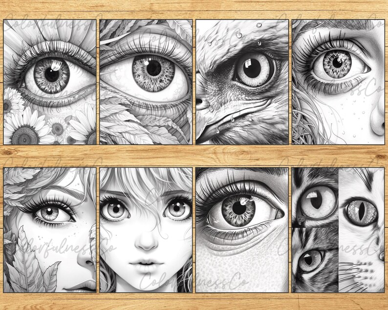 Eyes Coloring Pages, Girls Portraits Coloring Book, Animal Eye ...