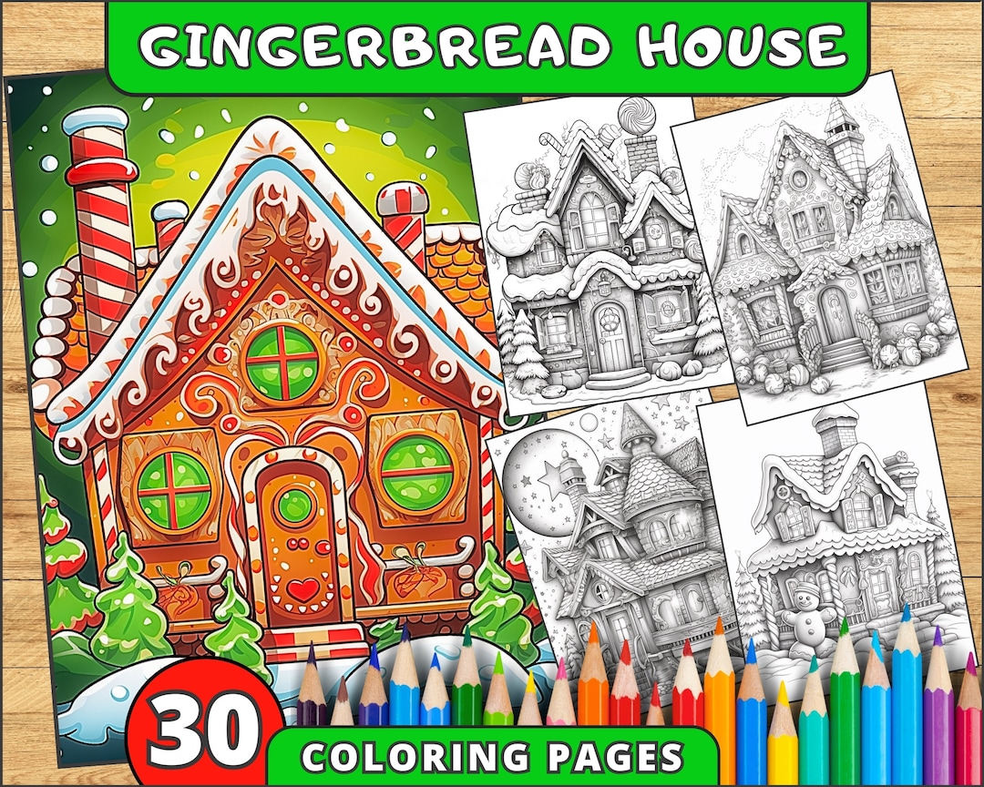 30 Christmas Gingerbread House Coloring Pages, Printable Gingerbread ...