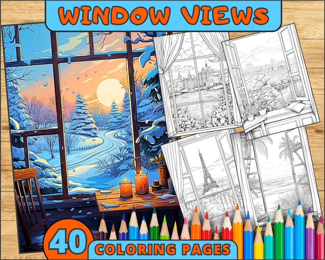 40 Window Views Coloring Pages, Mountain Coloring Pages, Windows ...