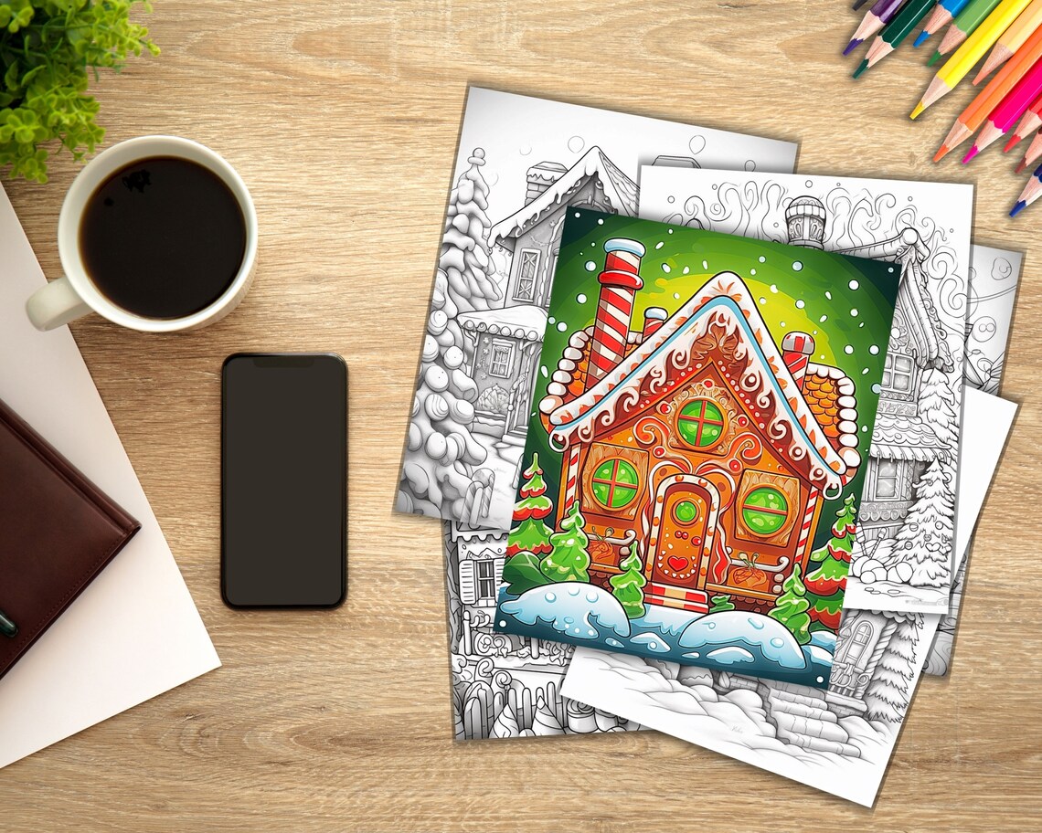 30 Christmas Gingerbread House Coloring Pages, Printable Gingerbread ...