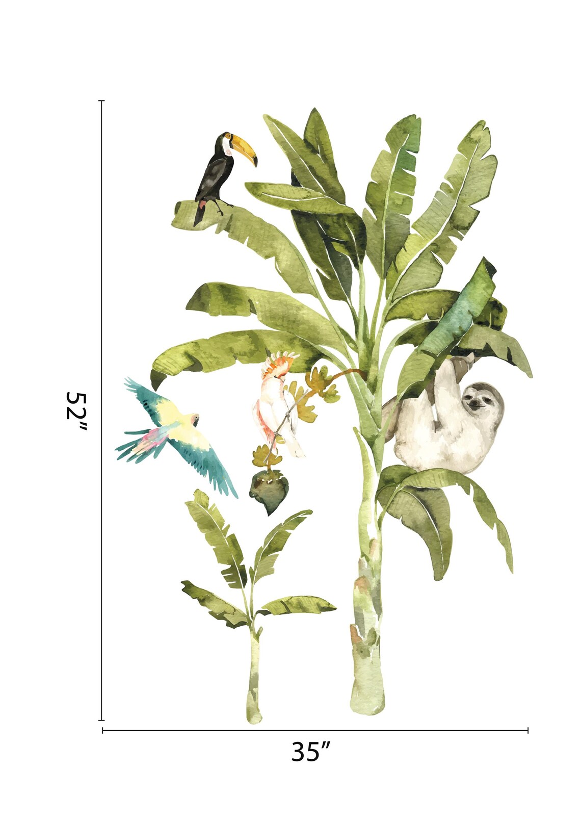 Tropical Series Banana Tree With Monkey and Parrot Wall Decal Sticker ...