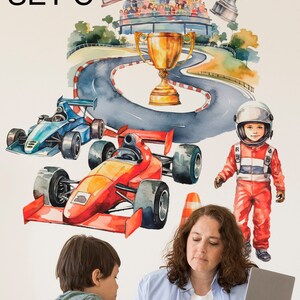 Peel and Stick Race Car Wallpaper Automobile Game Room Racetrack Wall ...