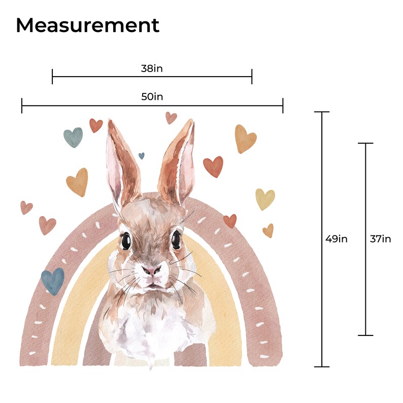 Boho Bunny Peel and Stick Wall Decal Adorable White Rabbit - Etsy