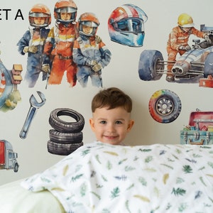 Peel and Stick Race Car Wallpaper Automobile Game Room Racetrack Wall ...