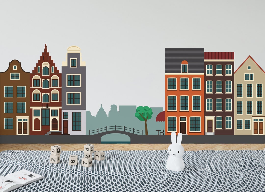 Removable City Building Wall Decal Kids Room European Street and ...
