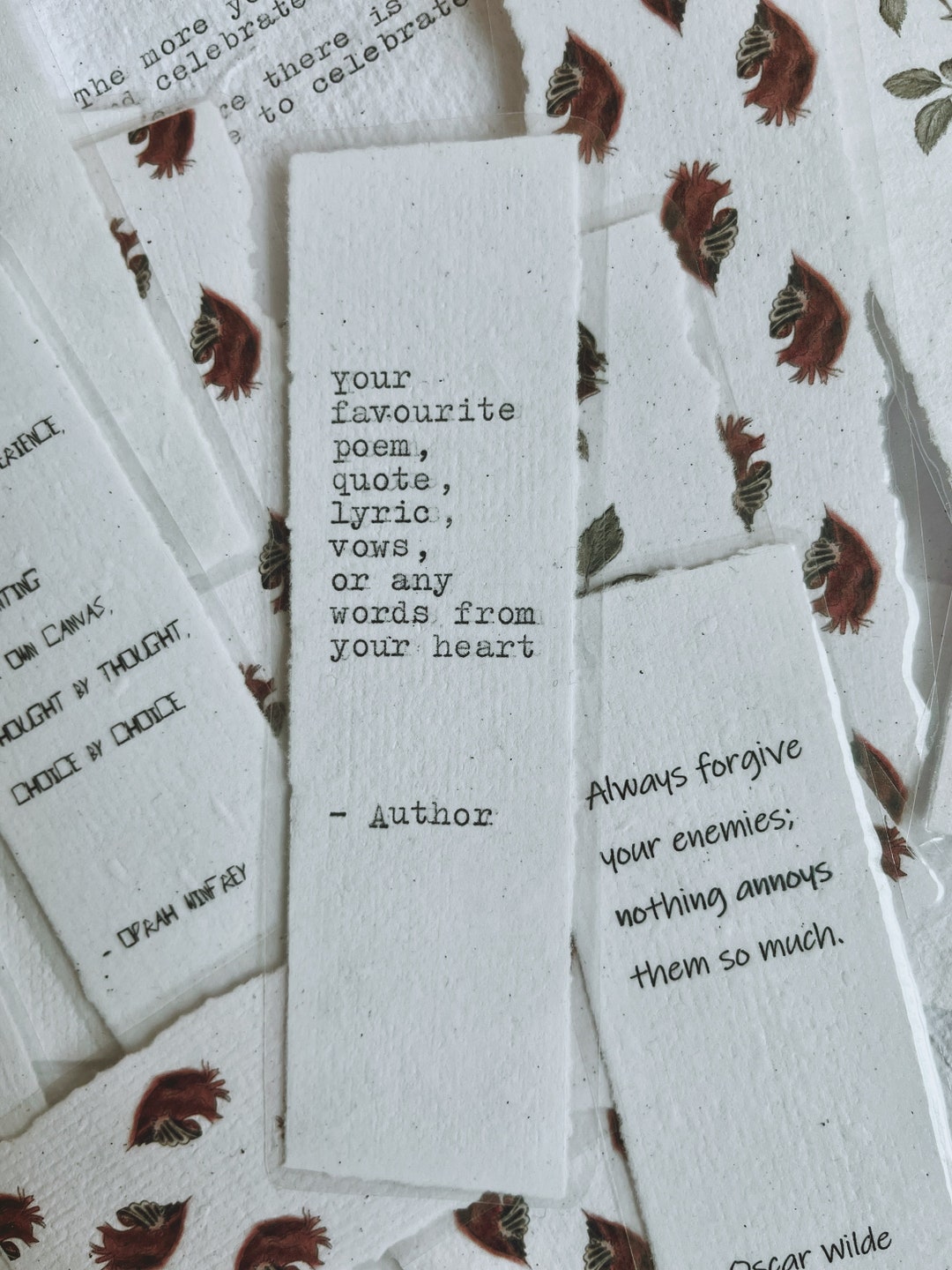 CUSTOM Bookmark, Poem, Quote, Lyric, Vows, Any Words From Your Heart on ...