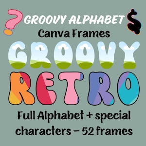 Groovy Retro Canva Frame Letters: Doodle Font Template) - Etsy