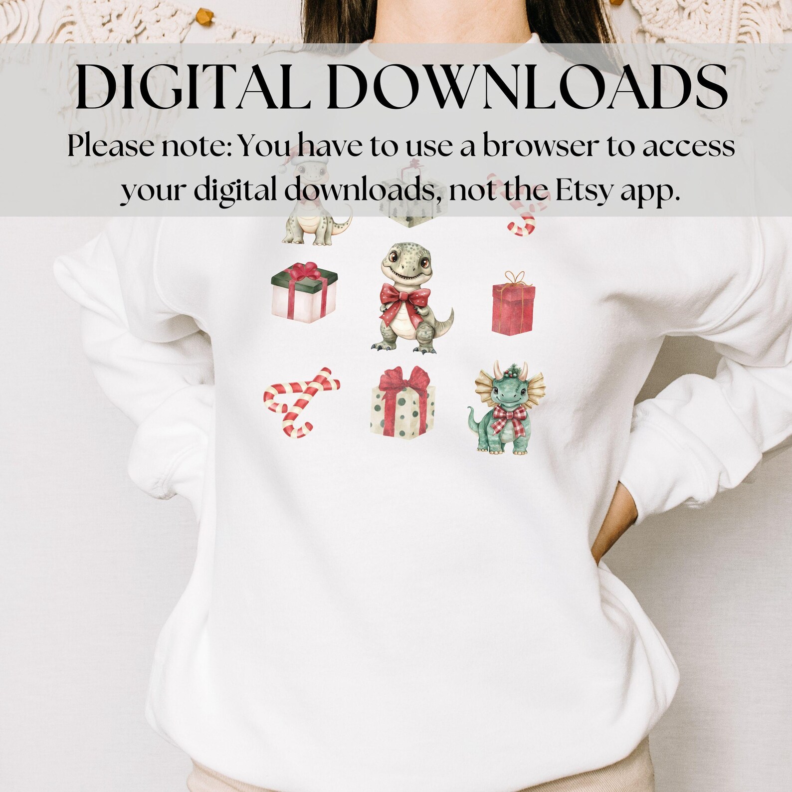 Christmas Dinosaur PNG: Watercolor Dino Clipart) - Etsy