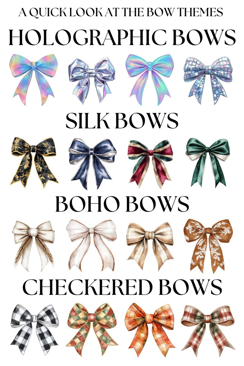 450+ Bows Bundle, Ribbons and Bows Set, Glitter Bow, Chinoiserie ...