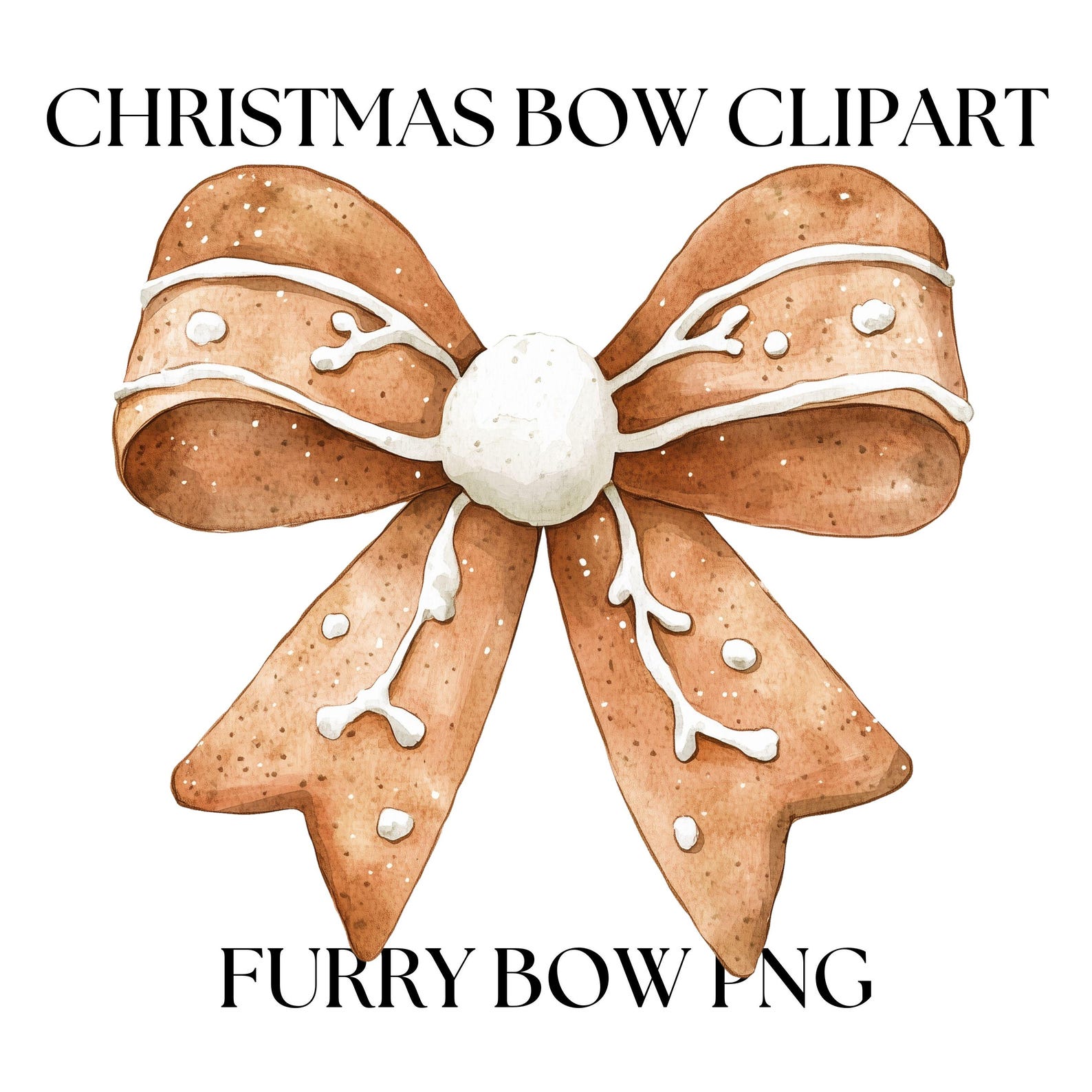 Gingerbread Cookie Bow PNG, Christmas Coquette Bow Clipart, Watercolor ...