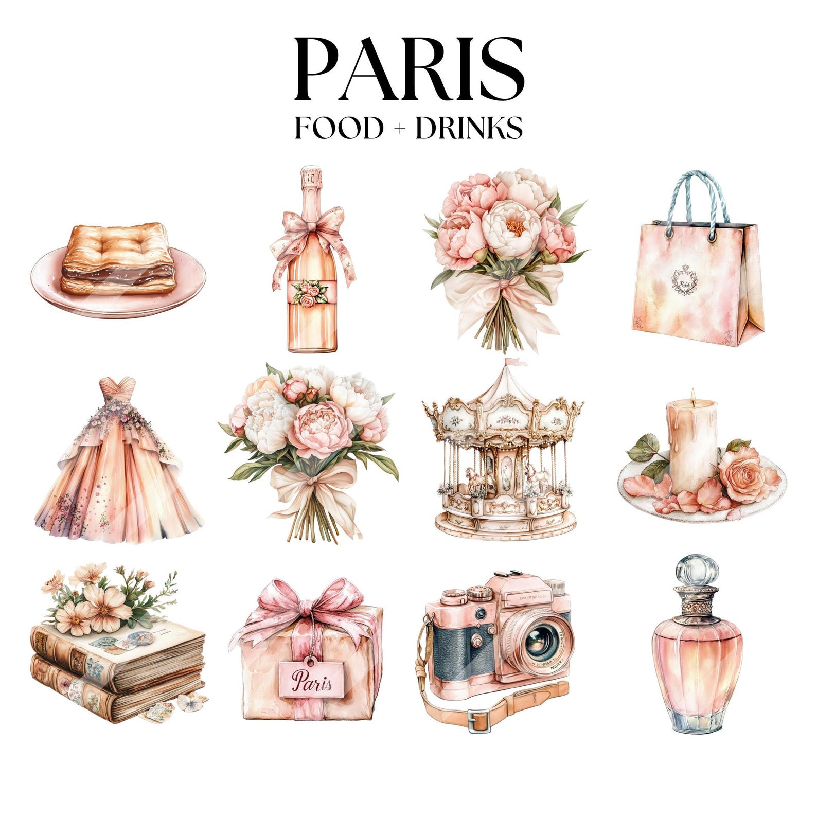 Paris Clipart Bundle: Watercolor French Travel Designs (77 Pngs) - Etsy