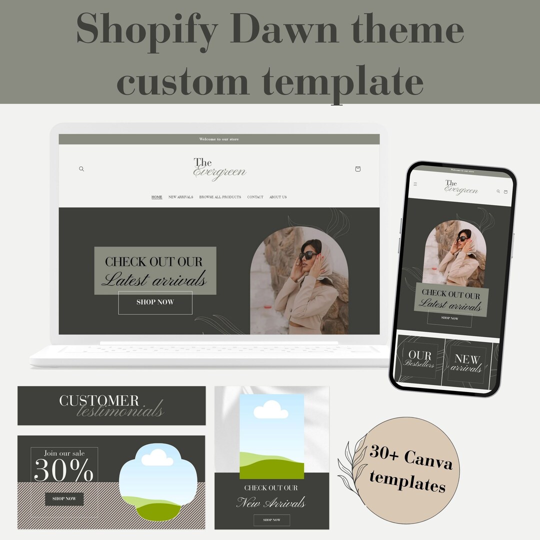 Shopify Dawn Theme Vintage Style Template Evergreen Vintage Webshop ...