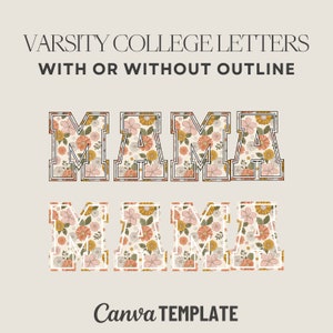 Varsity Font Canva Frame: Editable Sports Alphabet Template - Etsy