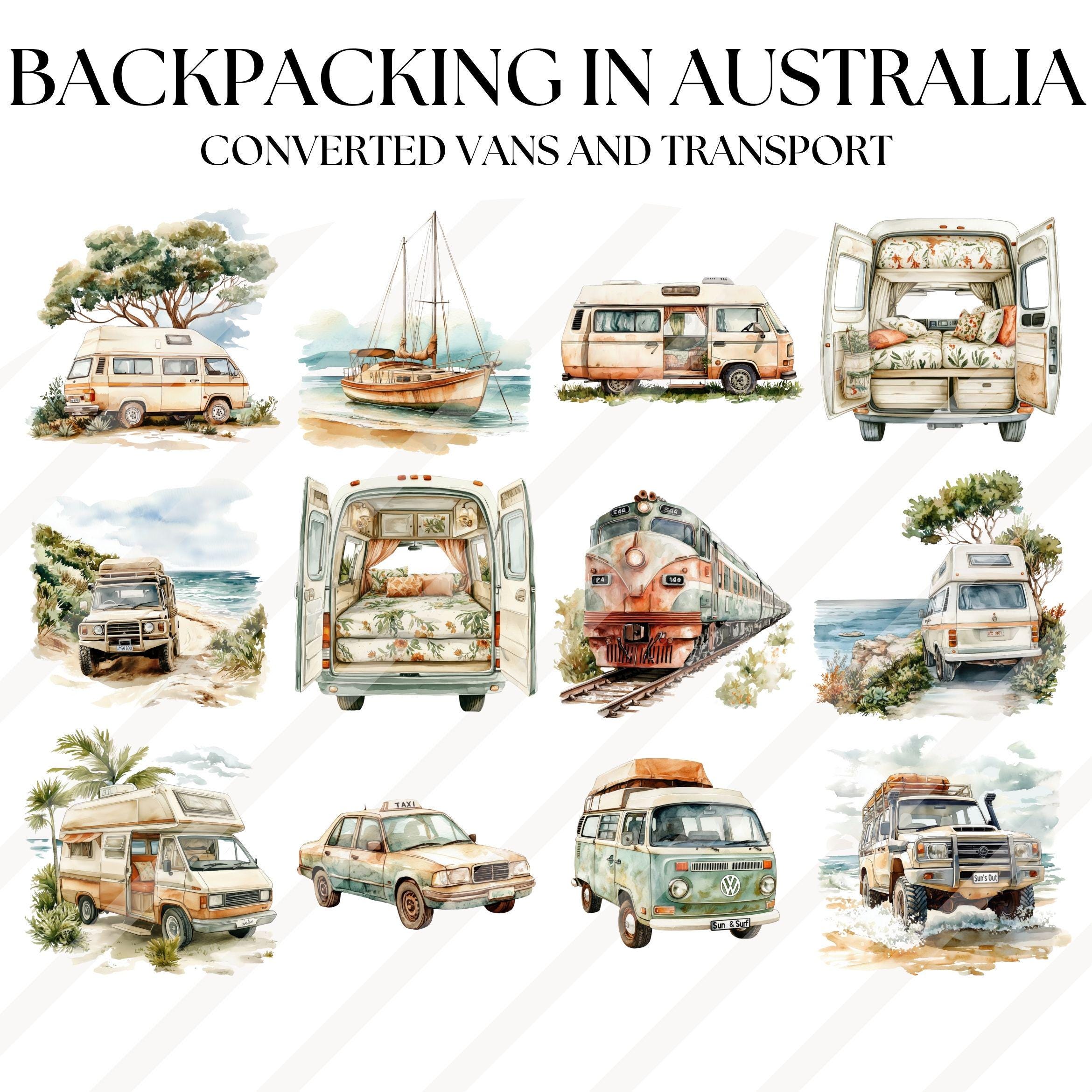 Australian Backpacker Clipart Bundle: Watercolor Travel Designs (PNG ...