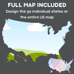 USA Canva Map, Editable US States Canva Template, Individual American ...