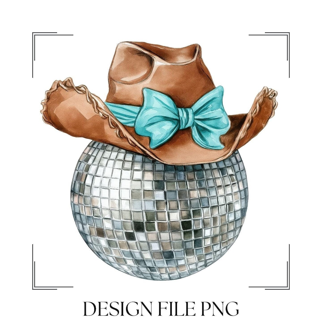 Cowgirl Disco Ball PNG: Watercolor Hat Clipart) - Etsy