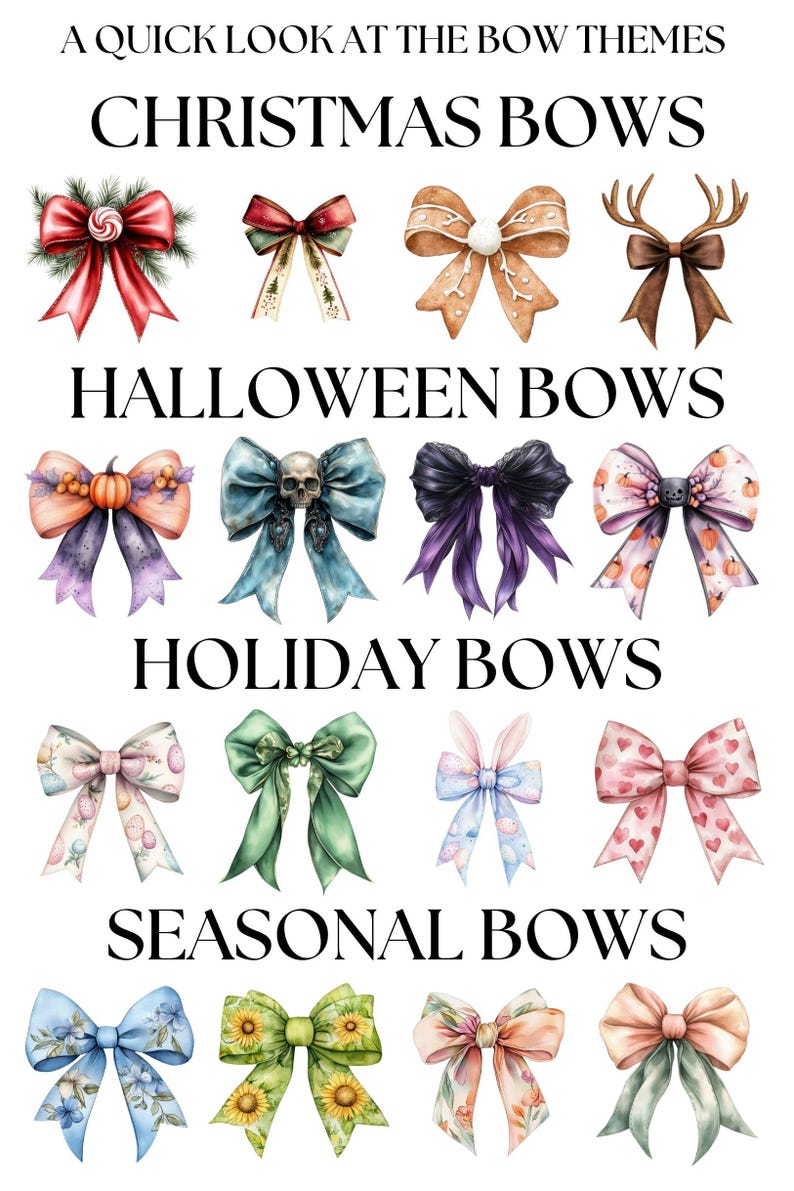 450+ Bows Bundle, Ribbons and Bows Set, Glitter Bow, Chinoiserie ...
