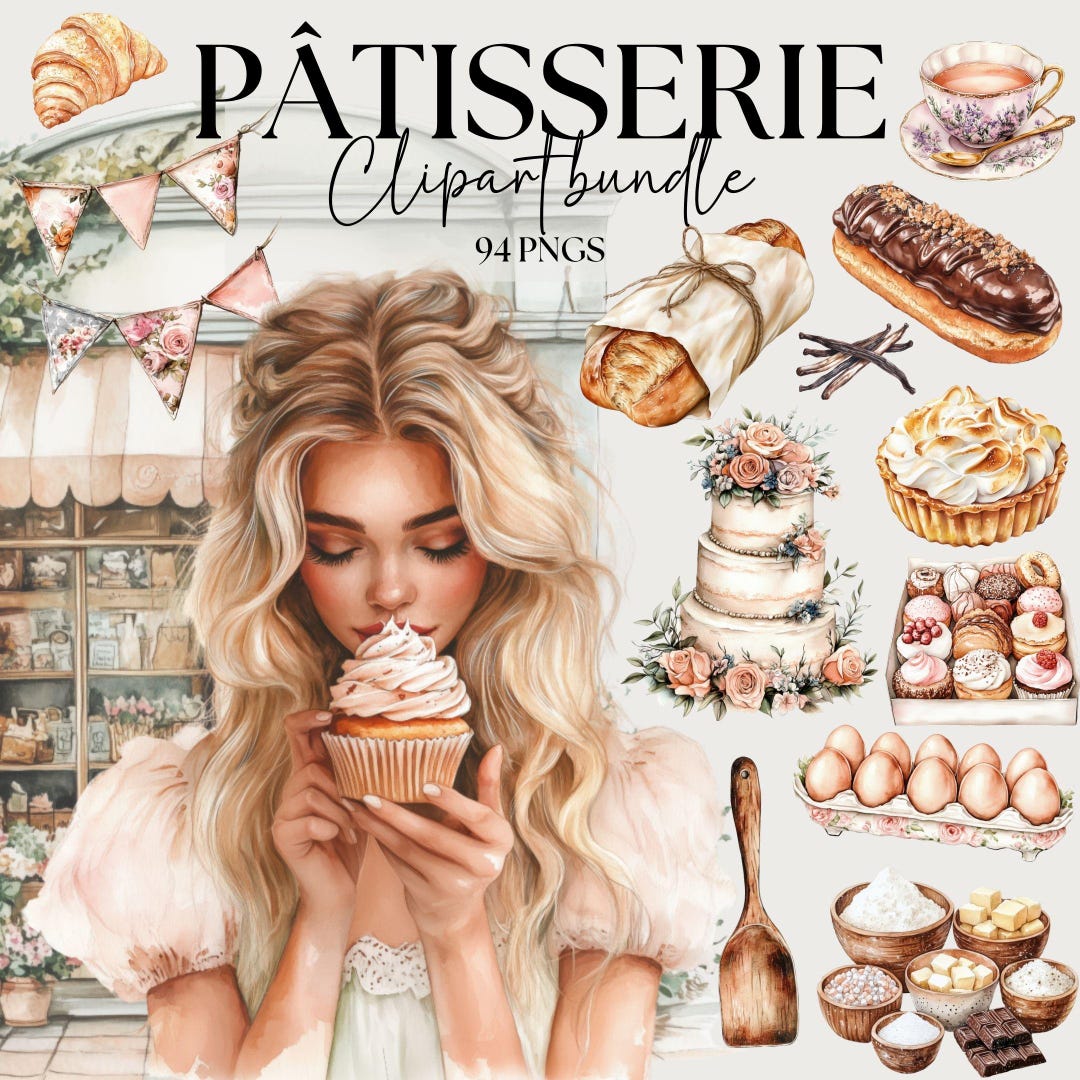 Patisserie Clipart Bundle, Small Business Brand Design Element ...