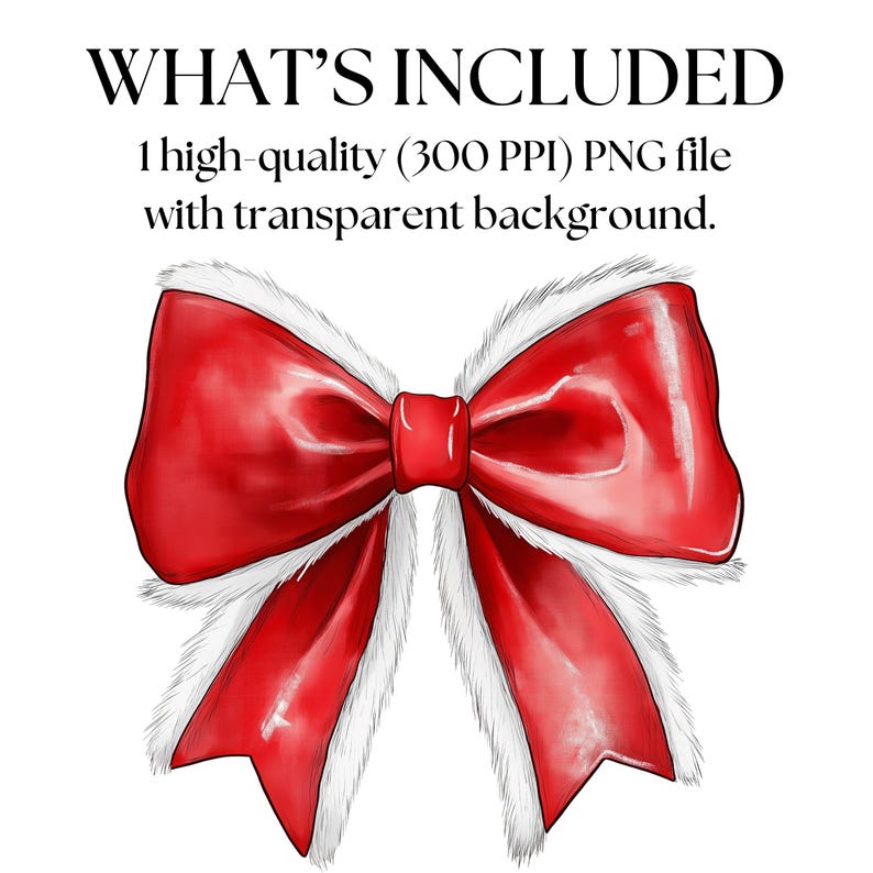 Watercolor Christmas Bow Clipart: Red Furry Coquette Bow (PNG) - Etsy