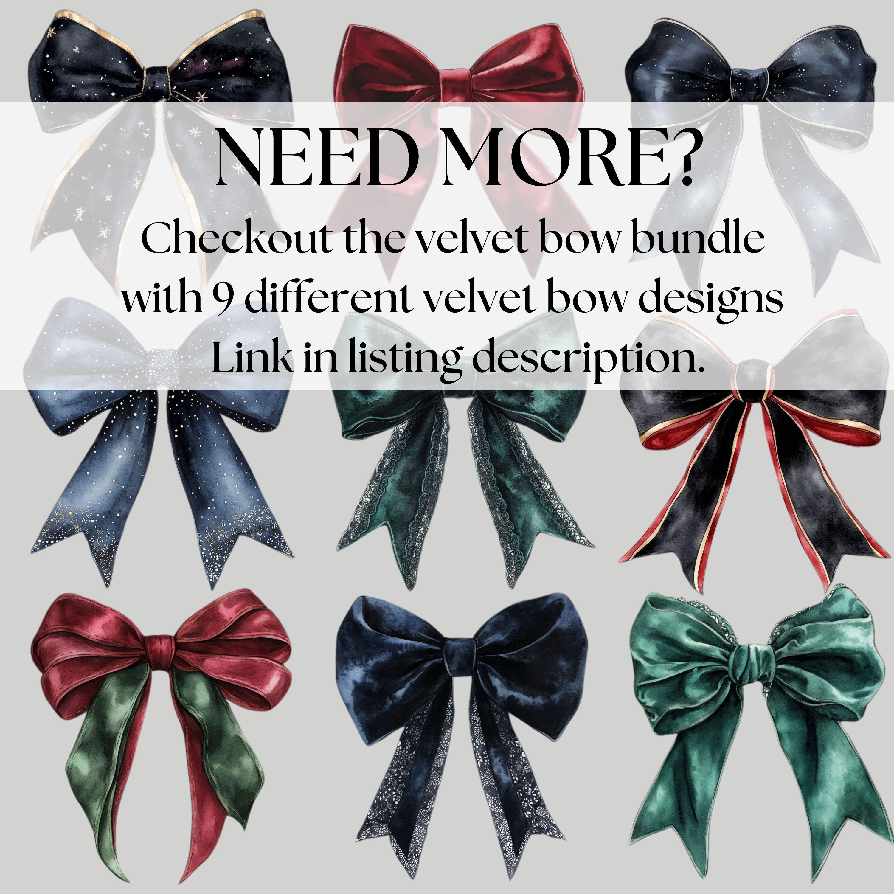 Red Velvet Coquette Bow Clipart: Christmas Ribbon (PNG) - Etsy