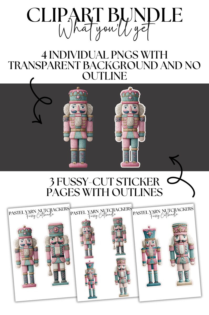 Pastel Yarn Nutcracker Clipart Bundle | Soft Knitted Christmas Pngs ...