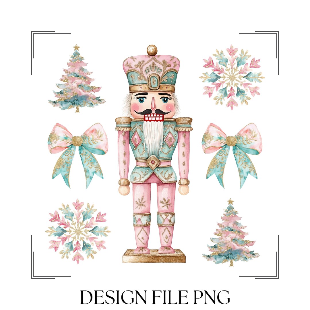 Pink Christmas Nutcracker Collage: Coquette Holiday Design (PNG) - Etsy