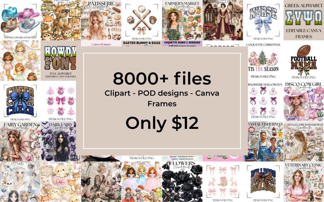 Mega Clipart Bundle - Full Store Access, 8000+ Files: Clipart, POD ...