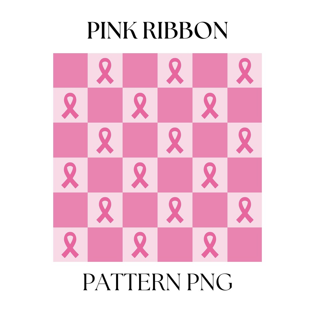 Pink Ribbon Checkered Pattern PNG: Breast Cancer Awareness - Etsy