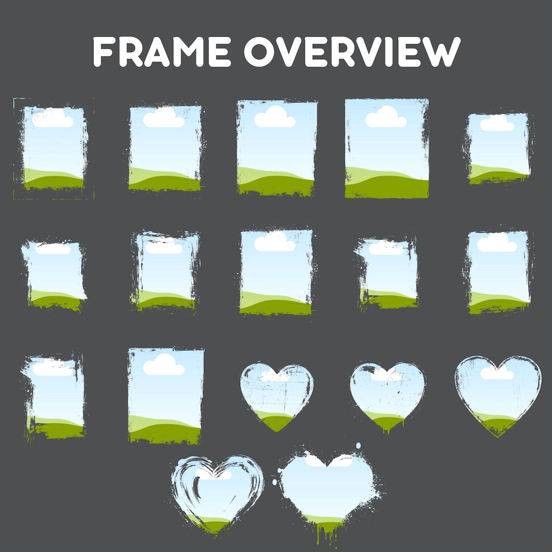 Bleach Effect Canva Frame Template, Distressed Border and Grunge Style ...