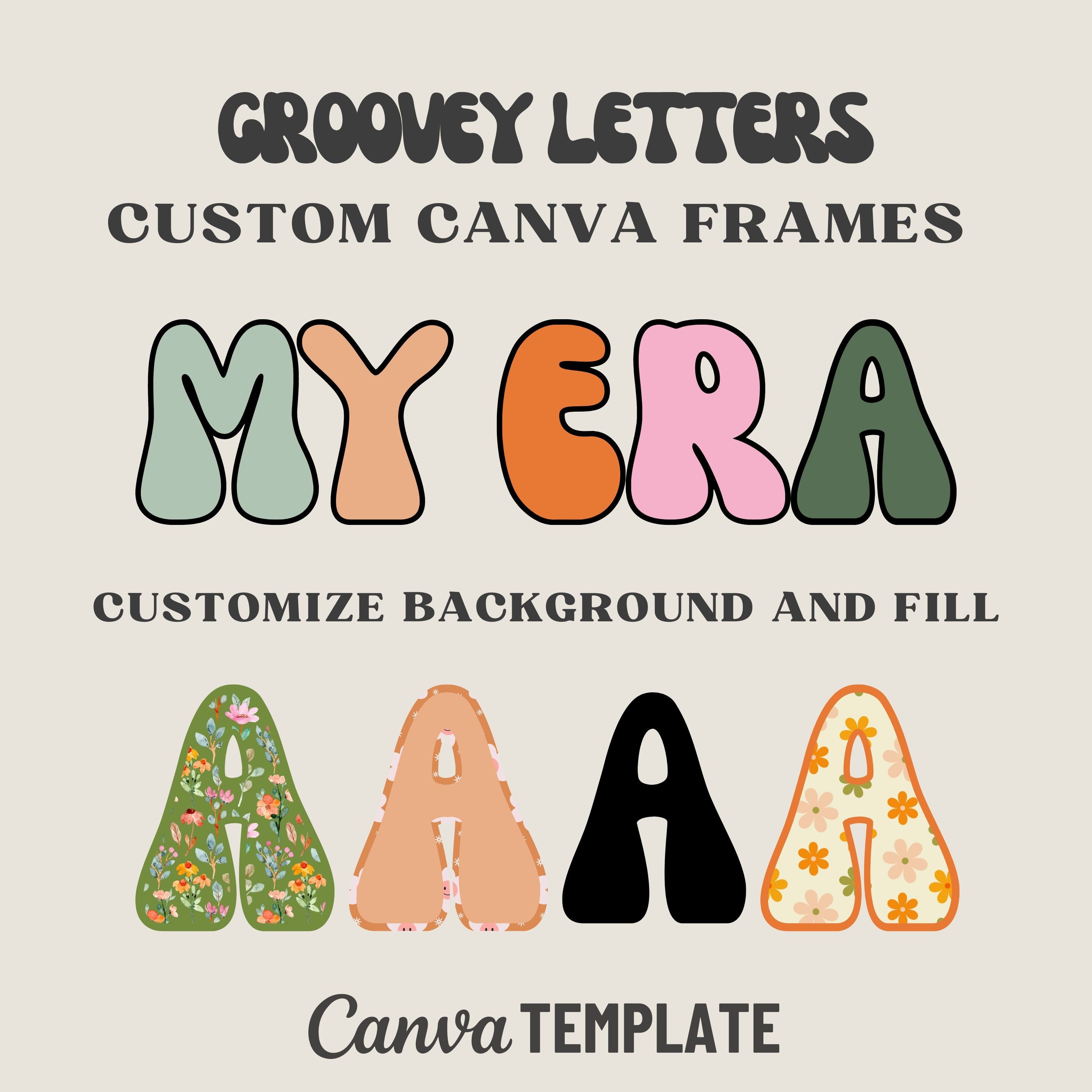 Groovy Retro Canva Frame Letters: Doodle Font Template) - Etsy