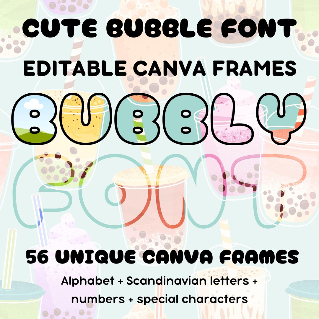 Canva Letter Frames, Bubble Fun Editable Font Clipart, Drag and Drop ...