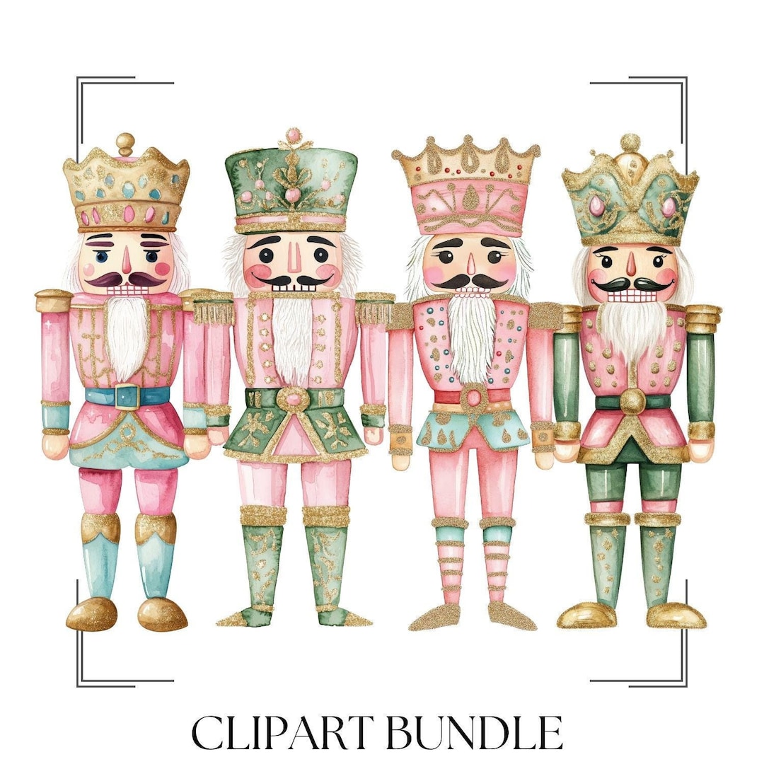 Pastel Nutcracker Clipart Bundle: Pink & Gold Christmas PNG, Girly ...