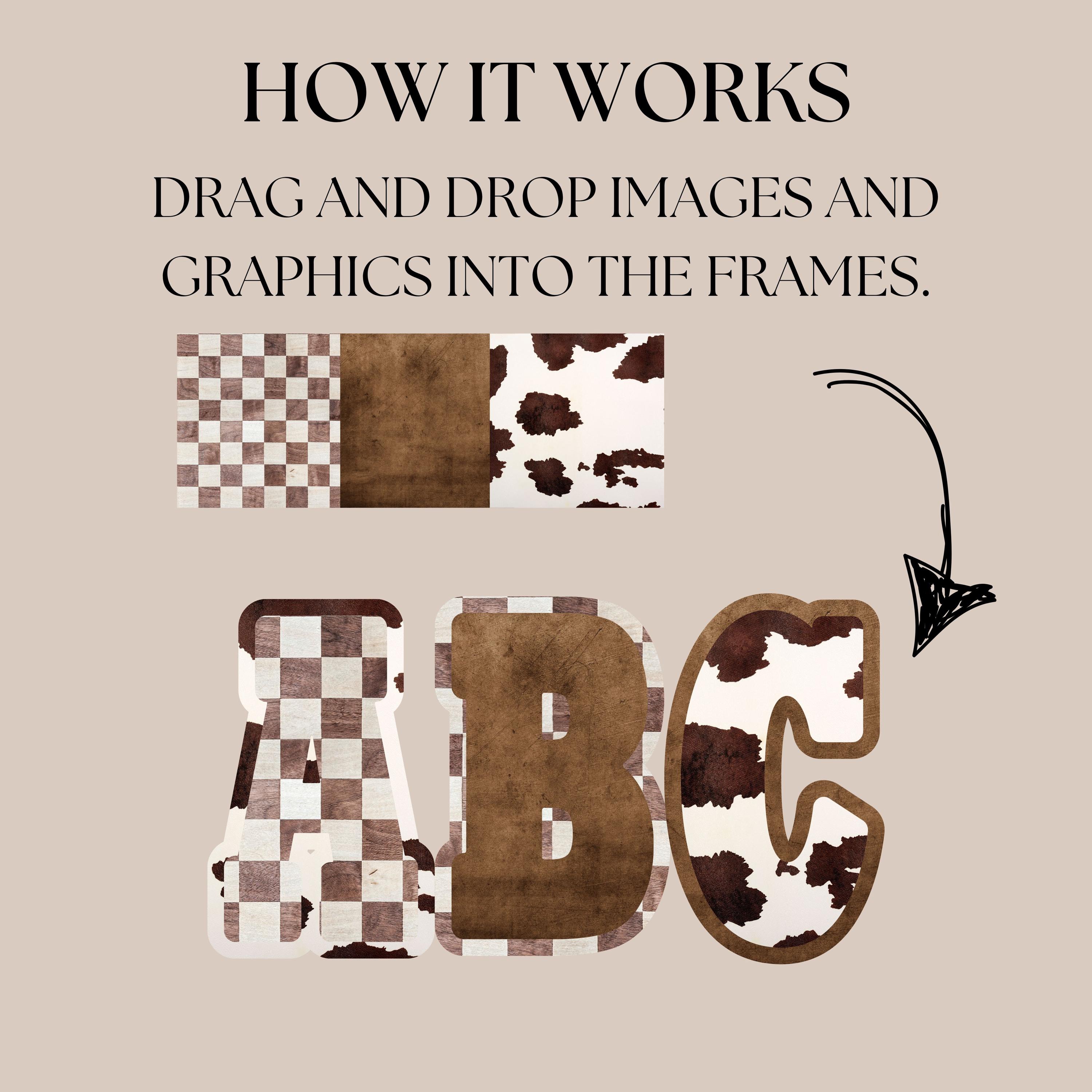 Retro Western Font Canva Frames: Groovy Cowgirl Alphabet (template ...
