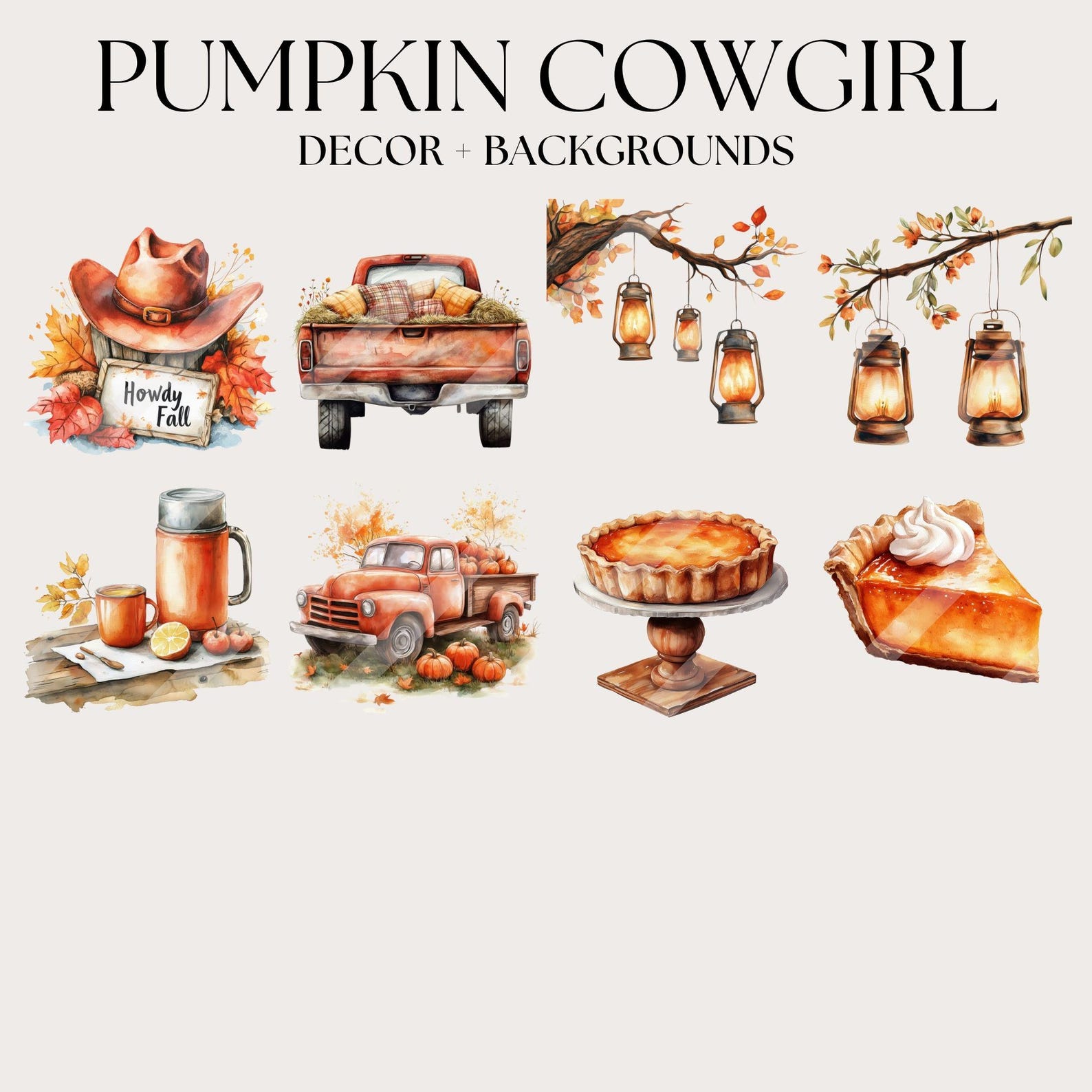 Pumpkin Cowgirl Clipart Bundle: Western Fall PNG Graphics - Etsy