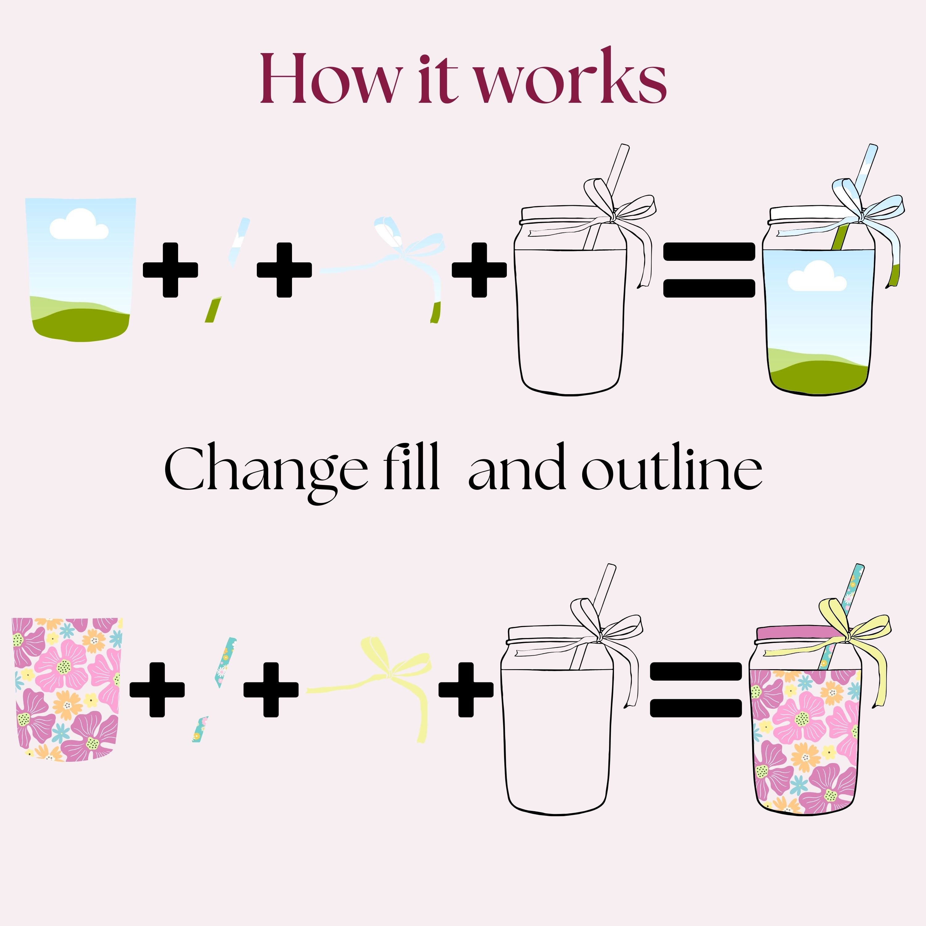 Cute Iced Coffee Canva Frame Template, Coquette Style Girly Heart ...