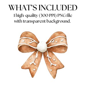 Gingerbread Cookie Bow PNG, Christmas Coquette Bow Clipart, Watercolor ...