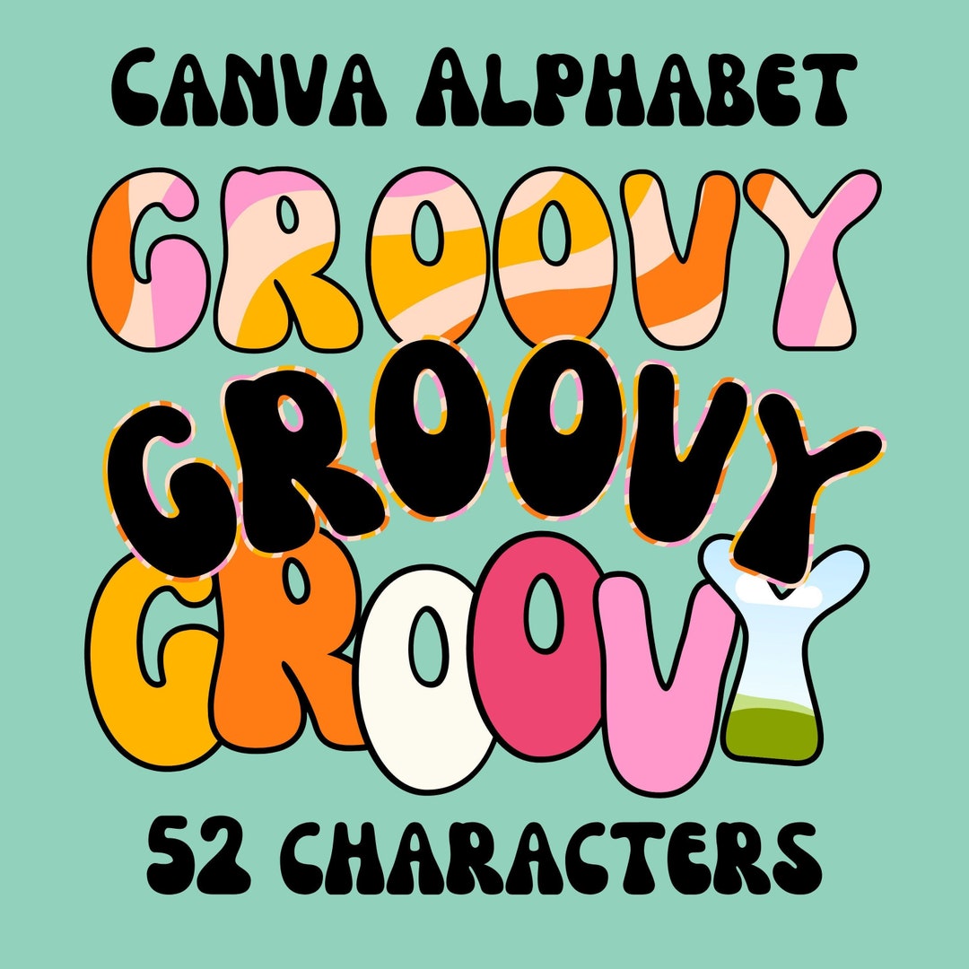 Groovy Retro Canva Frame Letters: Doodle Font Template) - Etsy